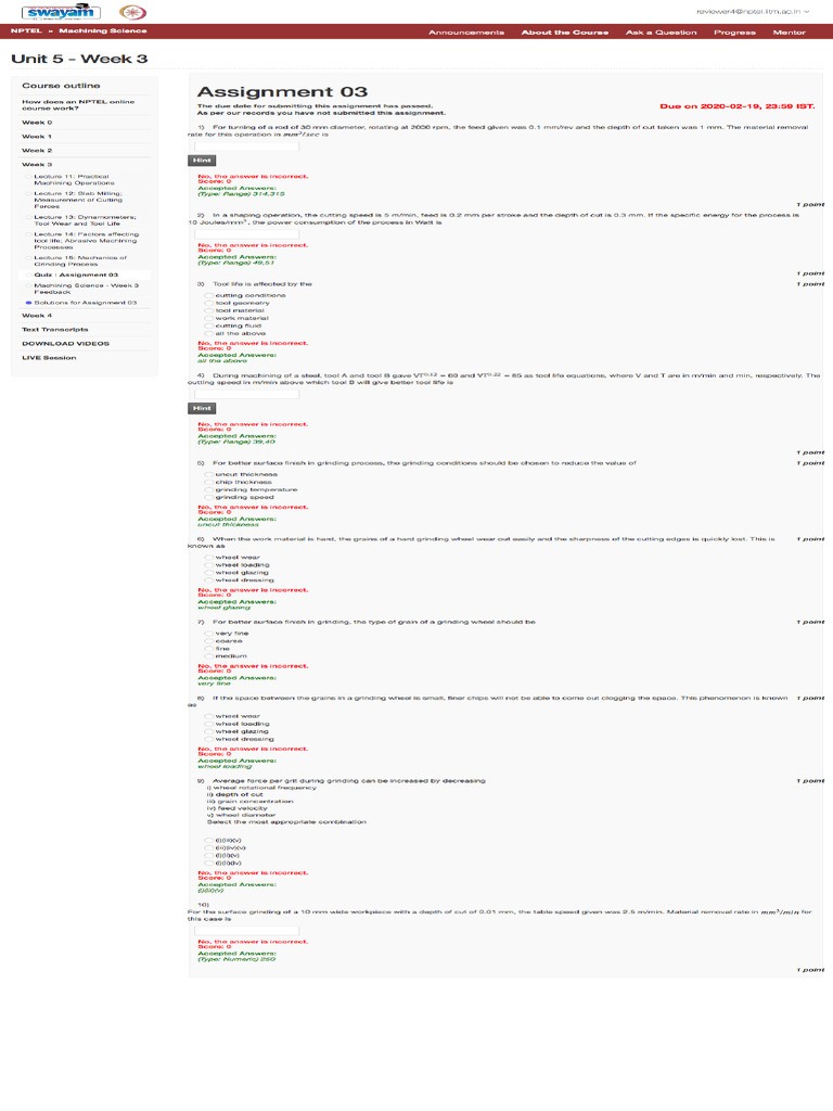 Noc20 Me45 Assigment 4 | PDF