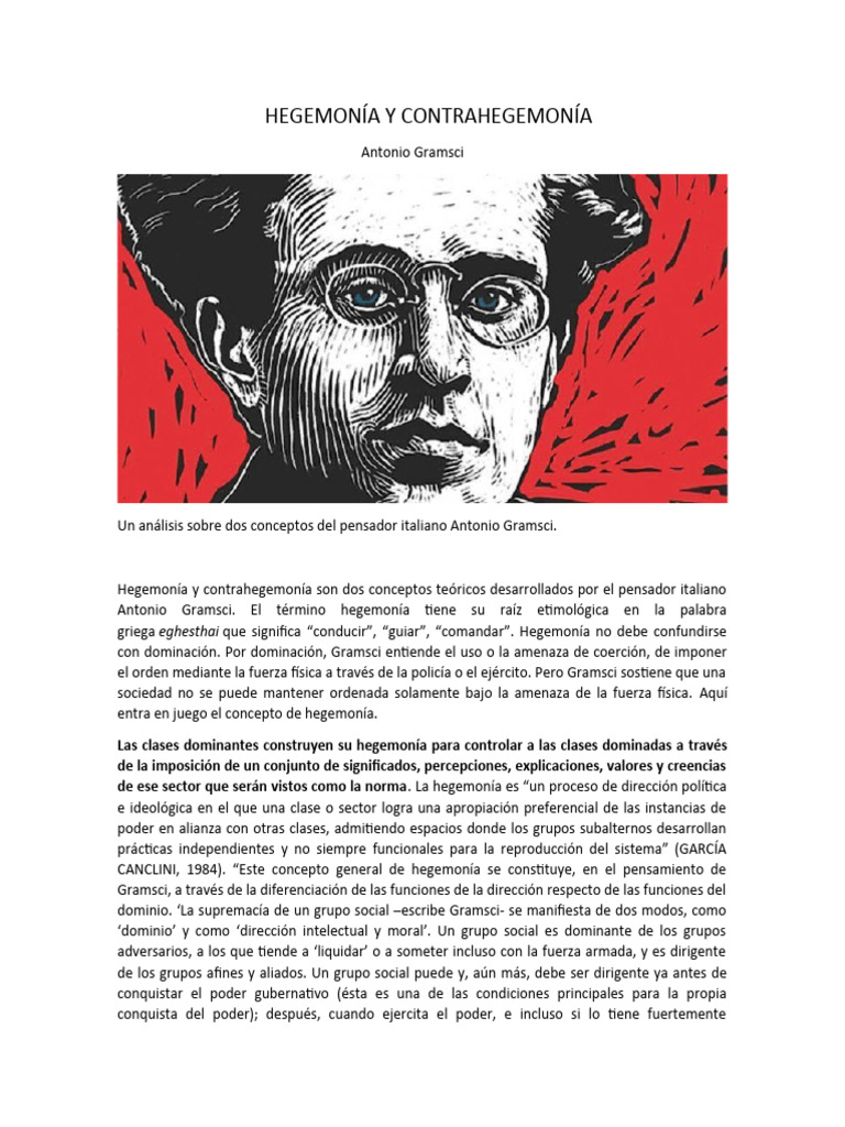 Hegemonía y Contrahegemonía | PDF | Antonio Gramsci | Hegemonía