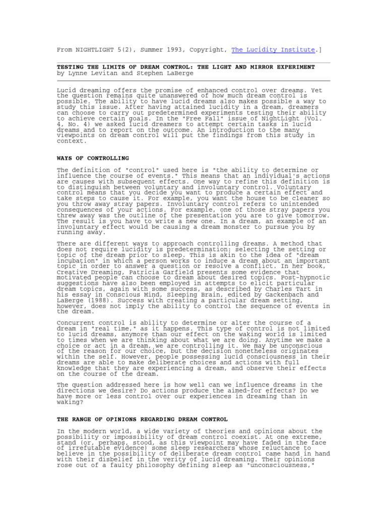 NL52 LightandMirror | PDF | Dream | Experience