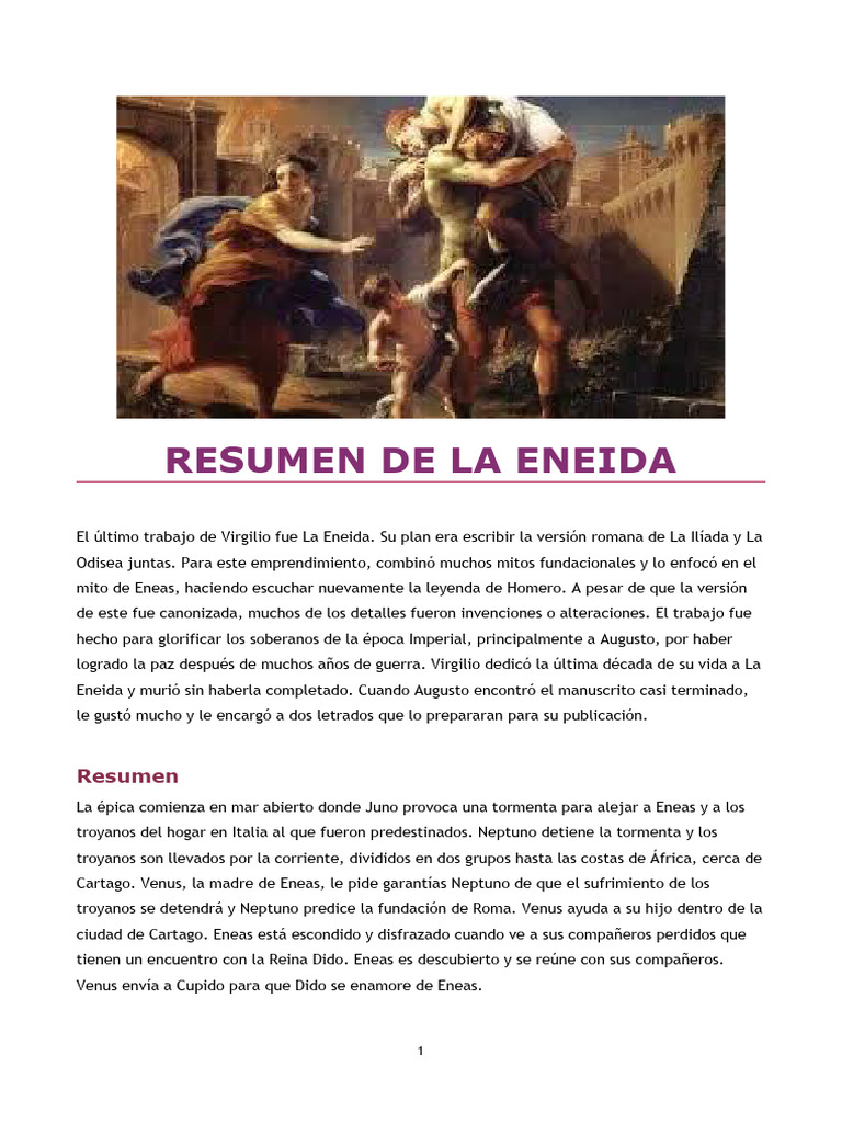 Resumen de La Eneida | PDF | Eneas | Eneida