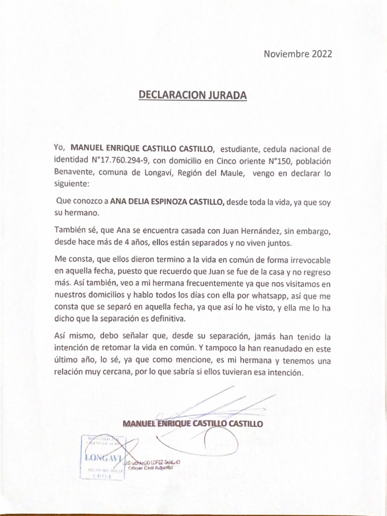 Declaración Jurada 2 | PDF