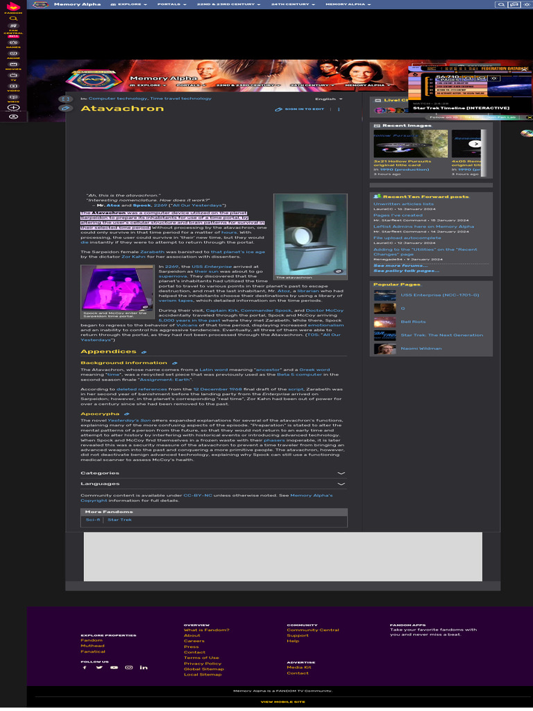 Atavachron - Memory Alpha - Fandom | PDF | Spock | Leonard Mc Coy