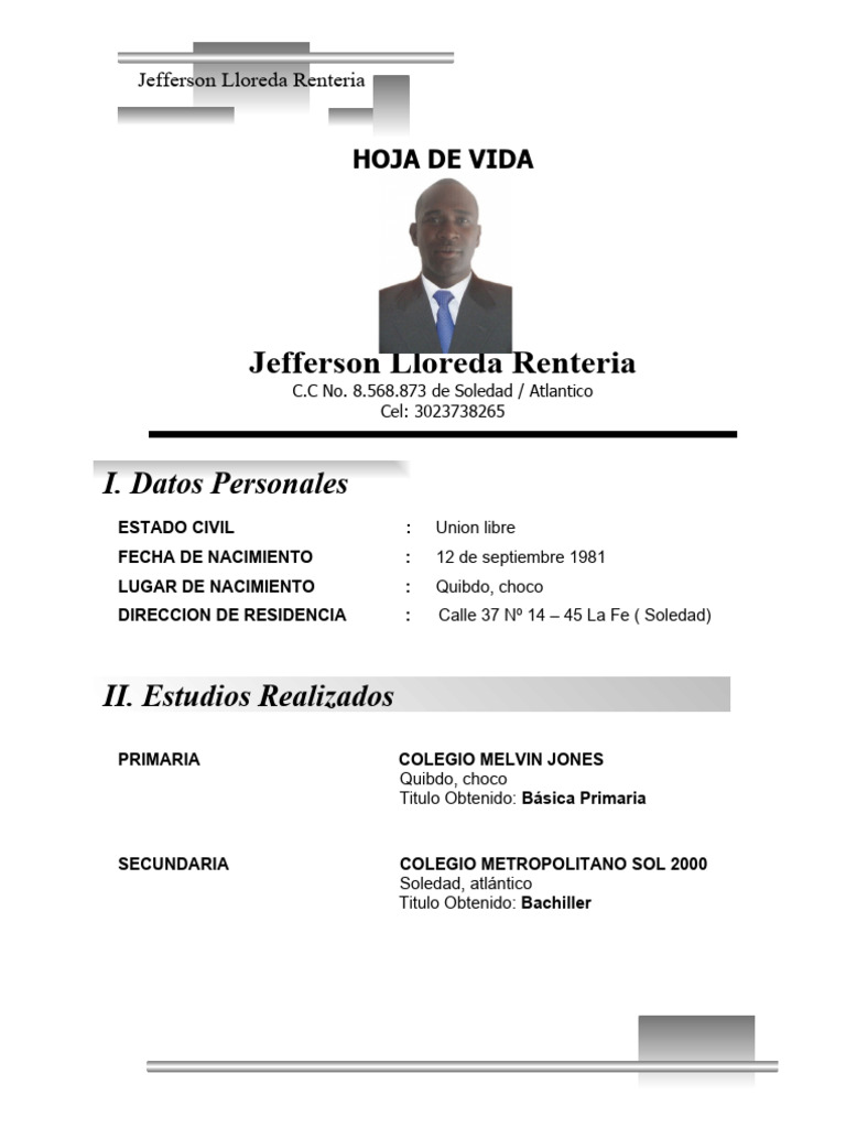 Hoja de Vida Jeffer | PDF