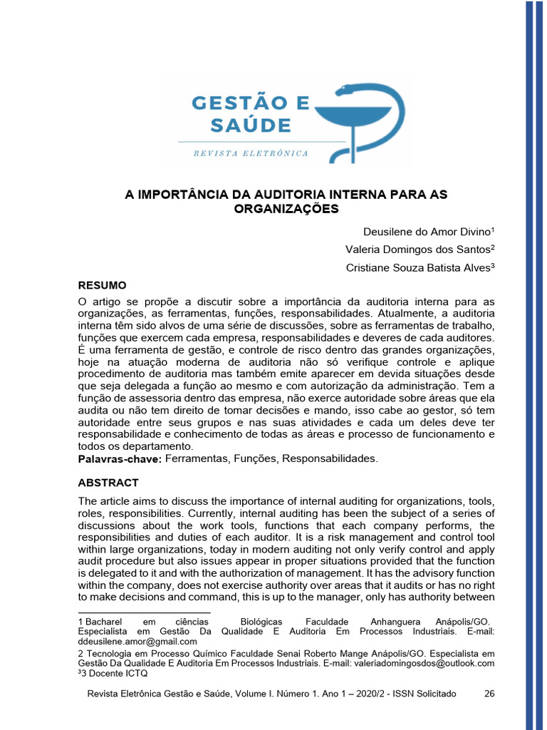 2 A Importancia Da Auditoria Interna para As Organizacoes | PDF | Contabilidade | Auditoria interna