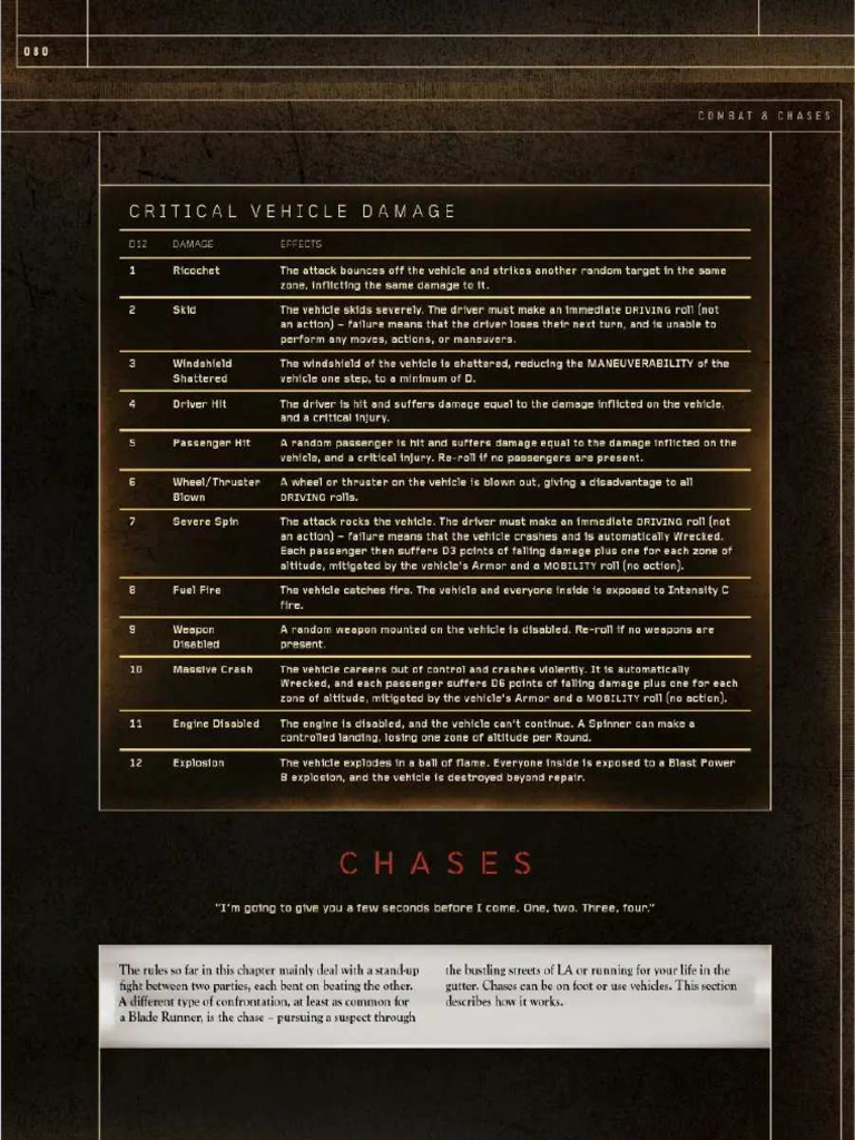 Blade Runner Chase Rules | PDF