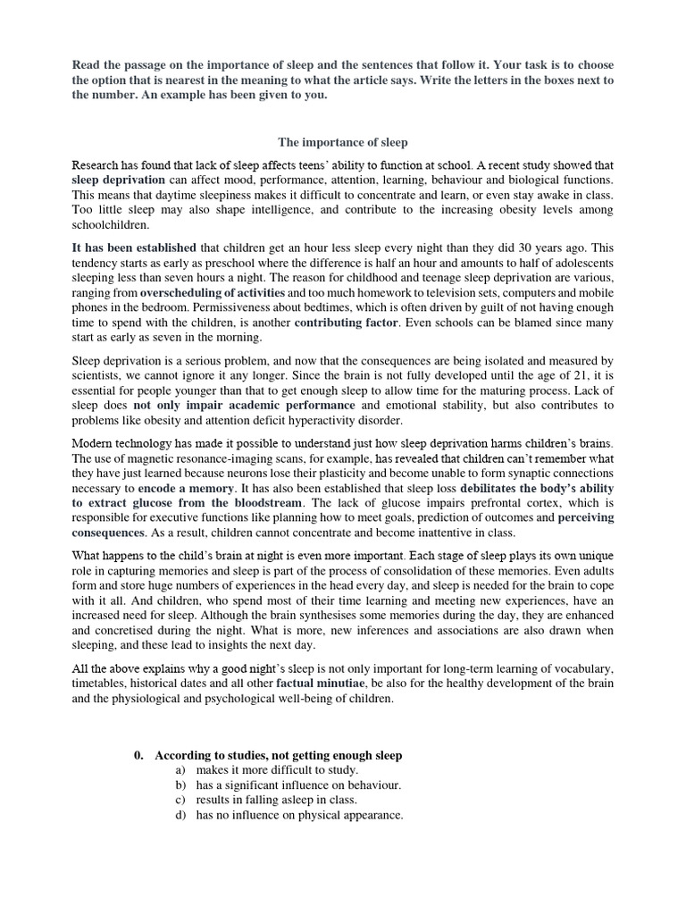 Reading Comprehension - Sleep Cycle | PDF | Sleep | Memory