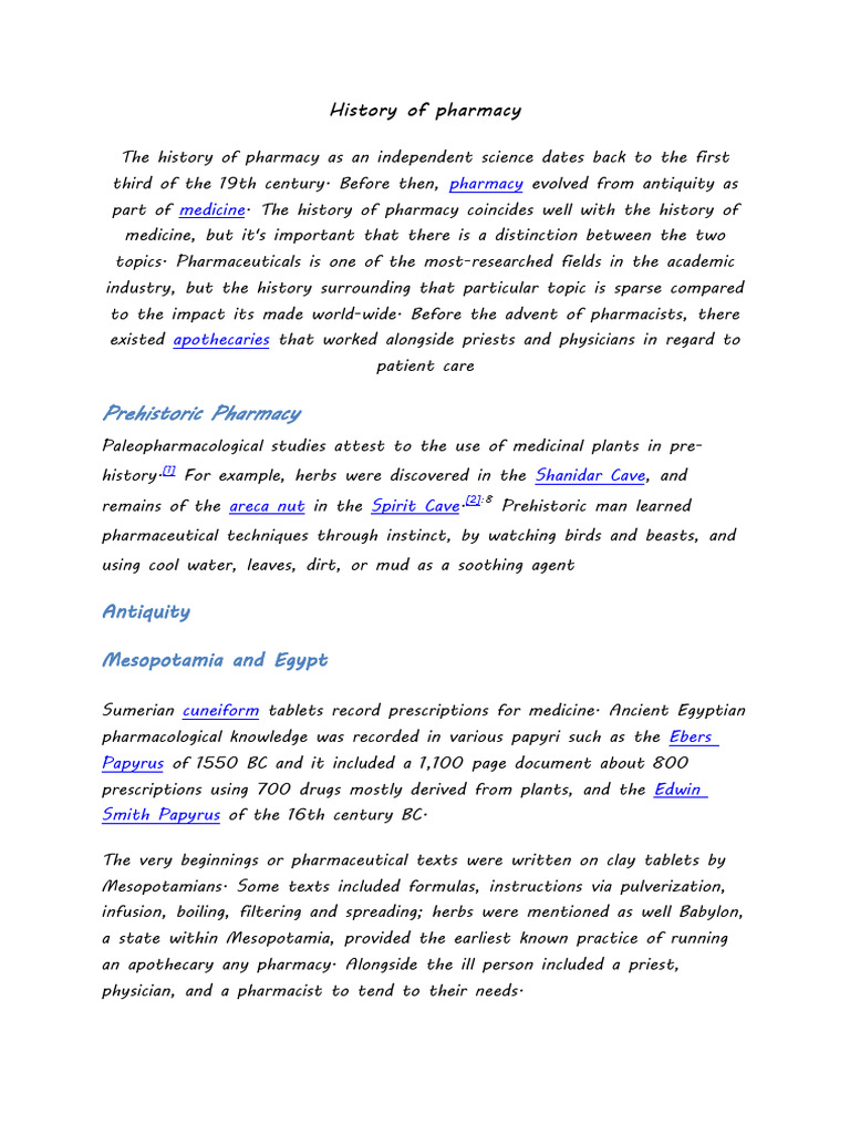 History of Pharmacy | PDF | Pharmacy | Pharmacology