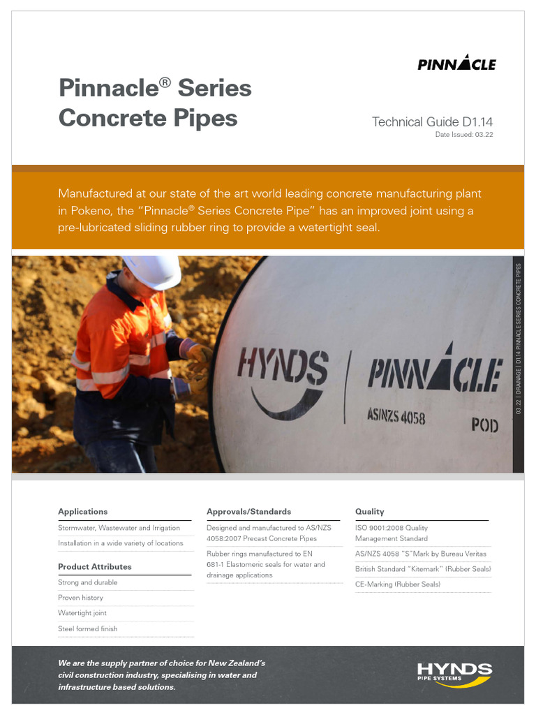 D1.14 Pinnacle Series Concrete Pipes | PDF | Pipe (Fluid Conveyance ...