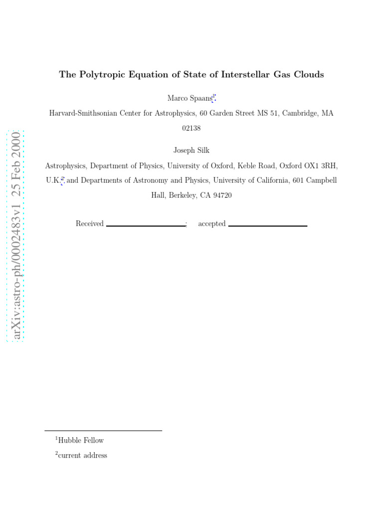 The Polytropic Equation of State of Interstellar Gas Clouds | PDF ...