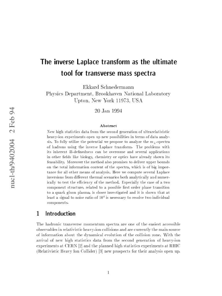 The Inverse Laplace Transform As The Ultimate Tool For Transverse Mass ...