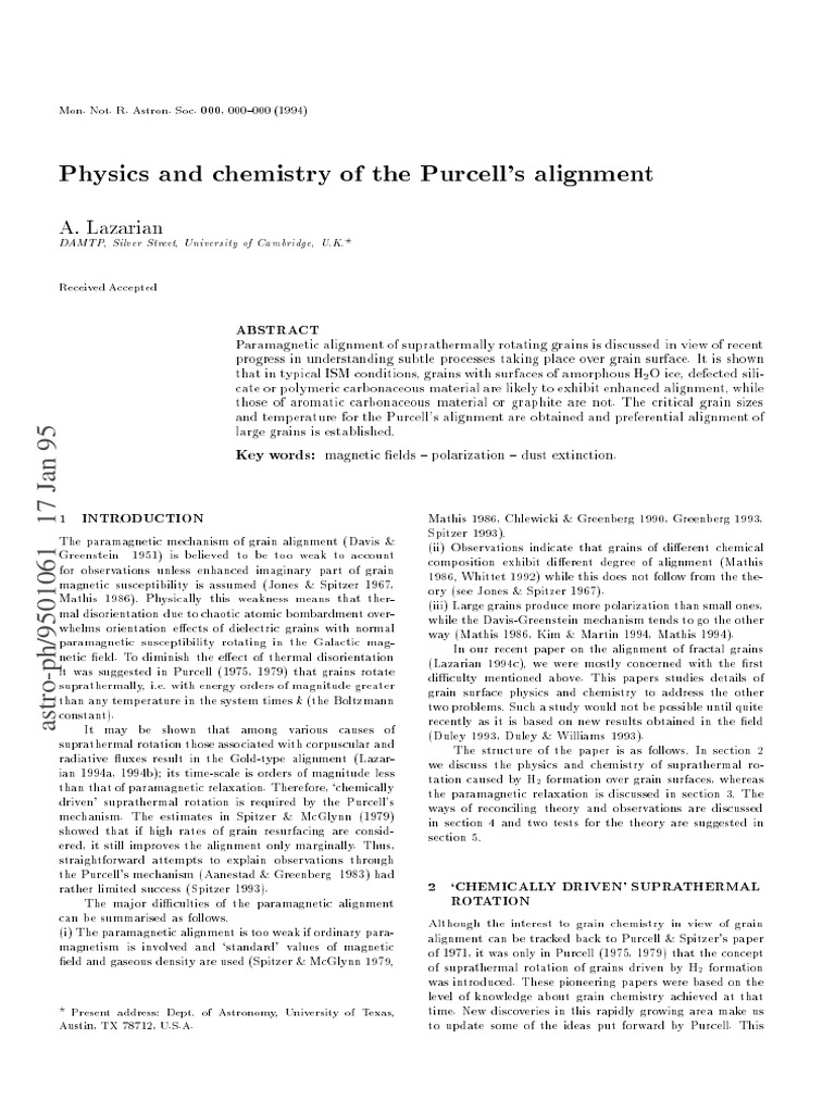 Physics and Chemistry of The Purcell's Alignment: Key Words | PDF | Rotation Around A Fixed Axis ...
