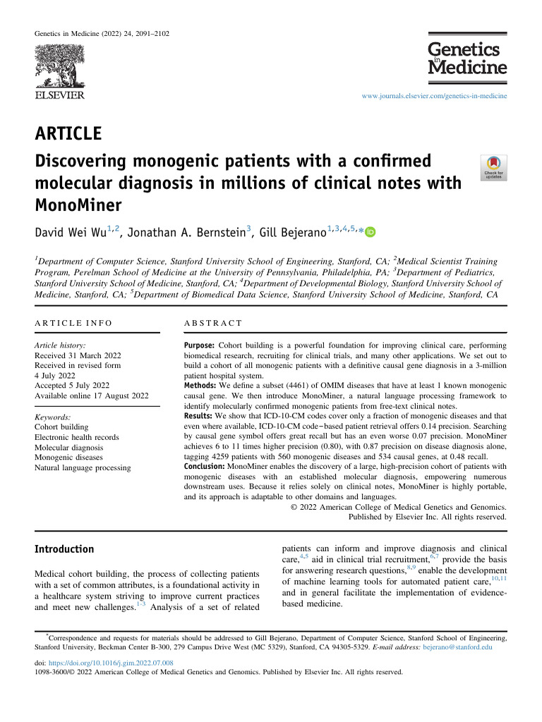 Discovering Monogenic Patients With A Confirmed Molecular Di 2022 ...