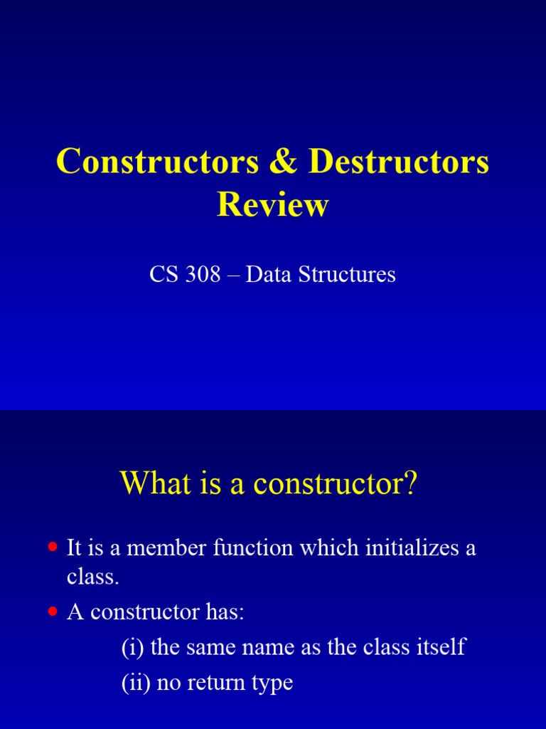 Review Cons T Destr | PDF | Programming | Constructor (Object Oriented Programming)