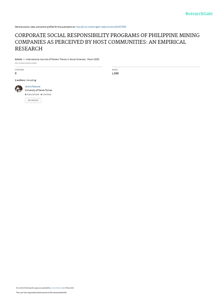 Corporate Social Responsibility Programs of Philip | PDF | Corporate Social Responsibility | Mining