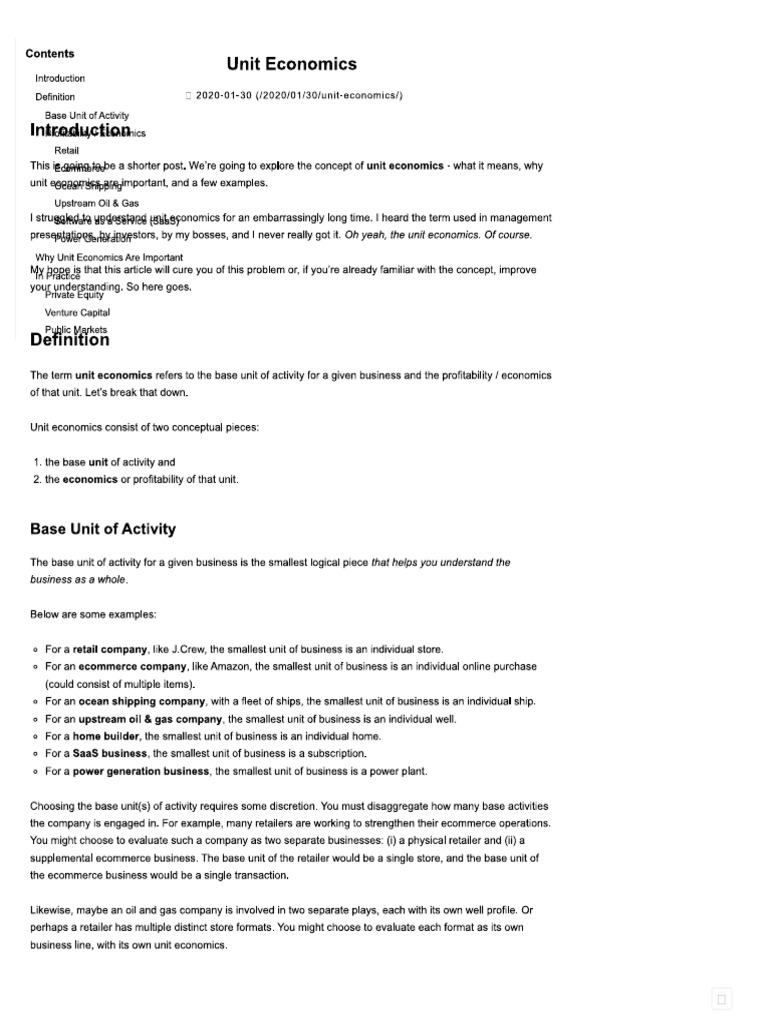 Unit Economics | PDF