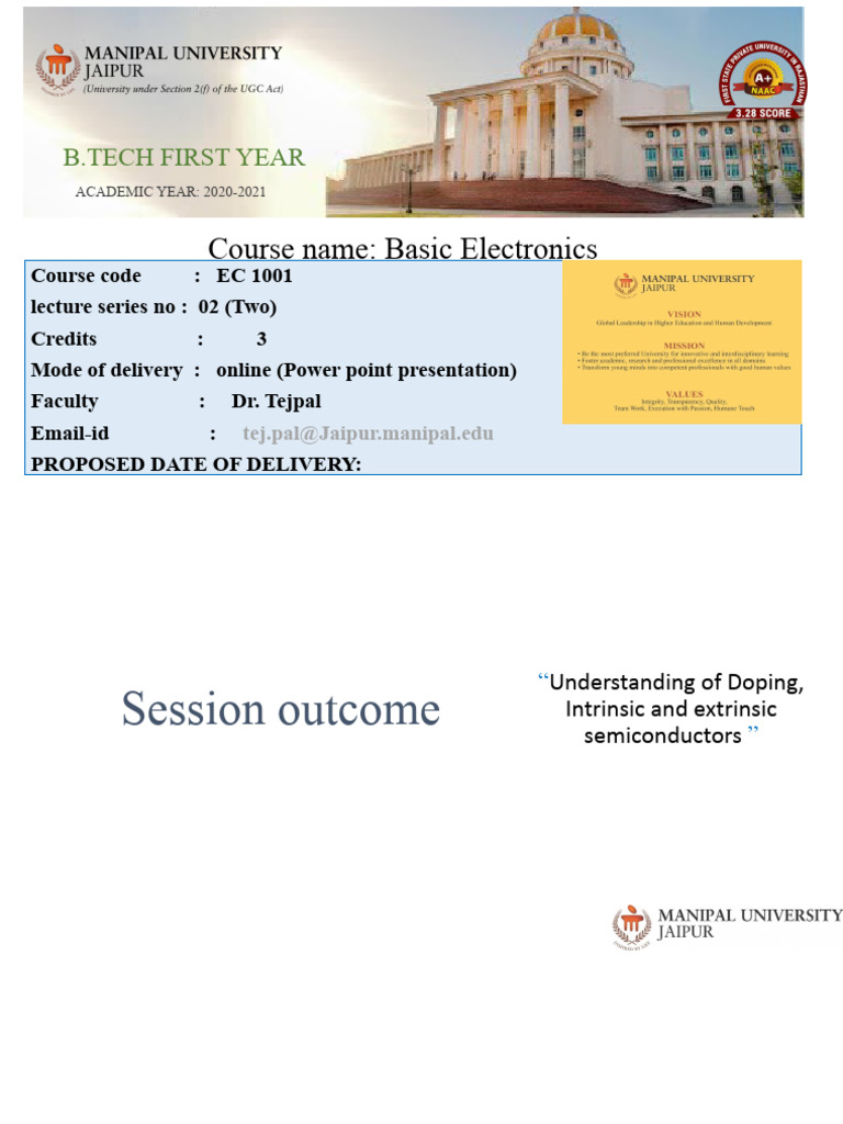 Lecture 2 | PDF | Doping (Semiconductor) | Semiconductors