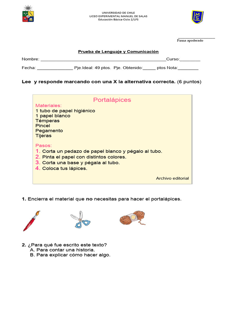 Prueba Unidad 5 | PDF