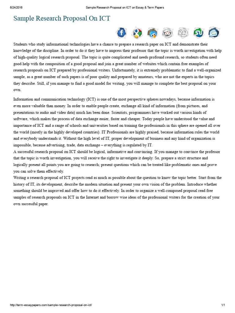 Sample Research Proposal On ICT | PDF | Information Technology ...