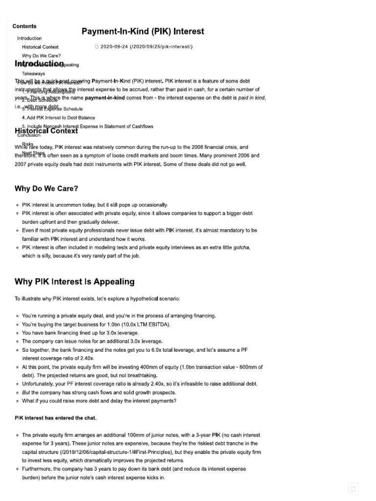 PIK Interest | PDF