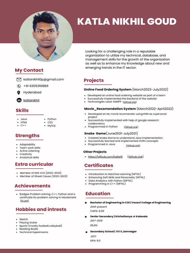 Katla Nikhil Goud | PDF | Computing | Learning