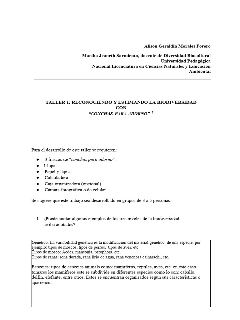 Alison Geraldin Morales Forero Conchas | PDF | Evolución | Especies