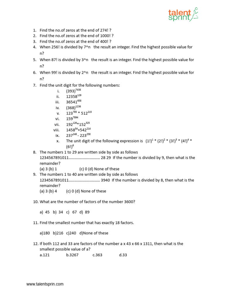 Number System Work Book | PDF | Numbers | Arithmetic
