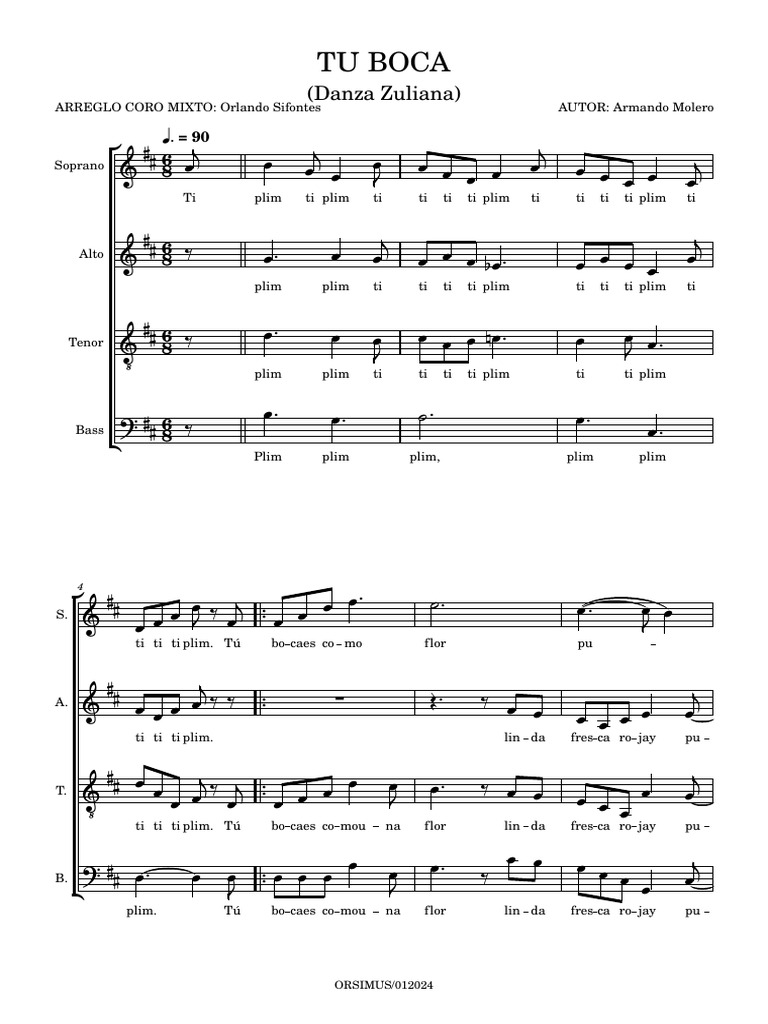 TU BOCA Partitura | PDF