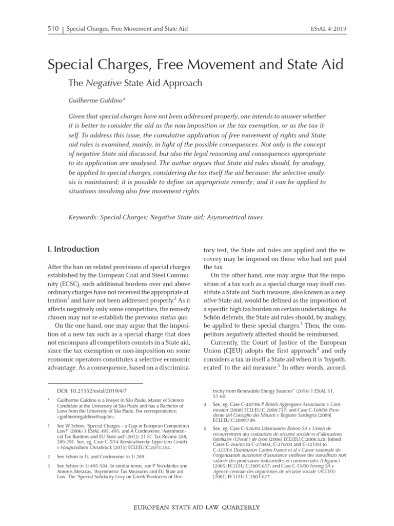 GSG - Special Charges Free Movement and State Aid - The Negative State ...