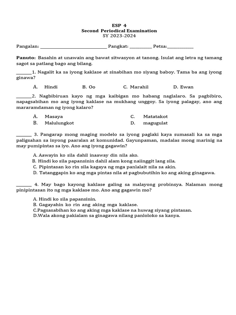 Esp 4 - Q2 - PT - New | PDF