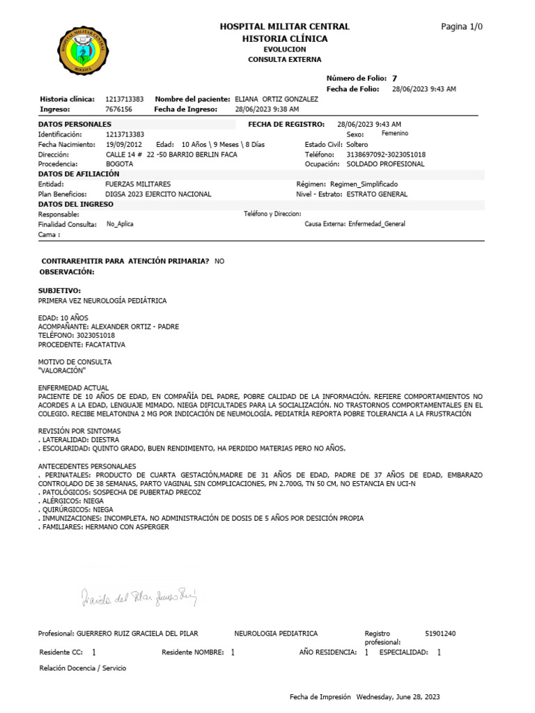 Reporte HC | PDF | Hospital | Historial médico