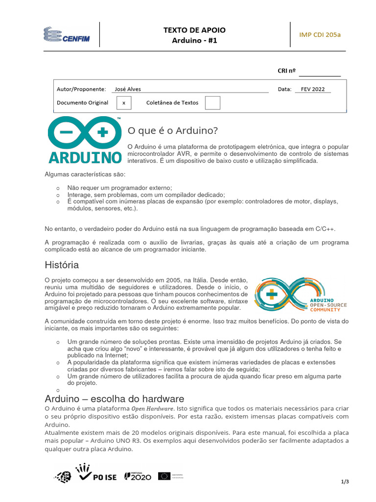 Manual Arduino #1 | PDF | Arduino | Informática Manual Arduino #1 | PDF | Arduino | Informática