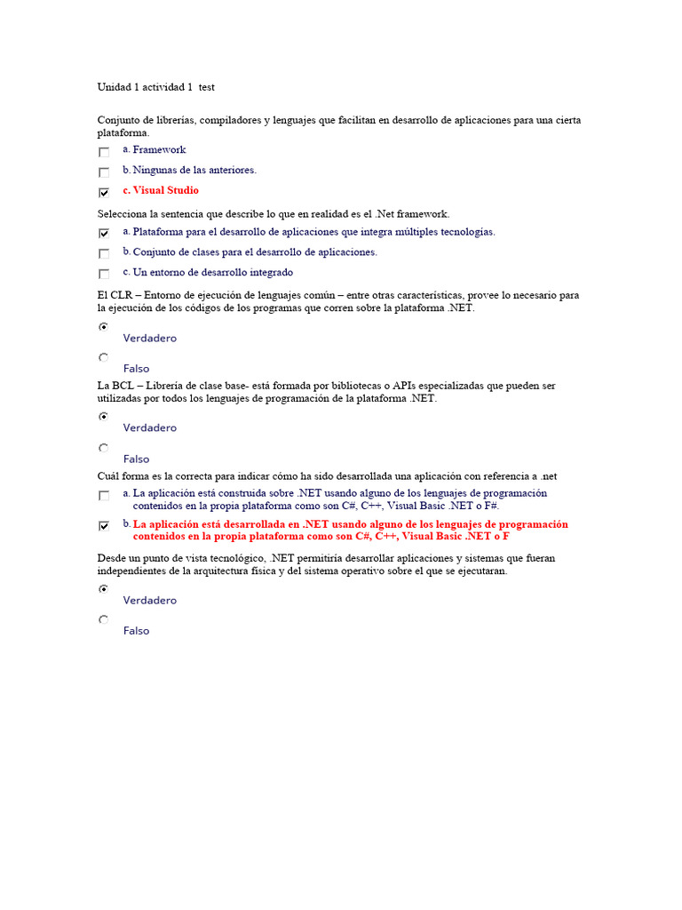 Unidad 1 Actividad 1 Test | PDF