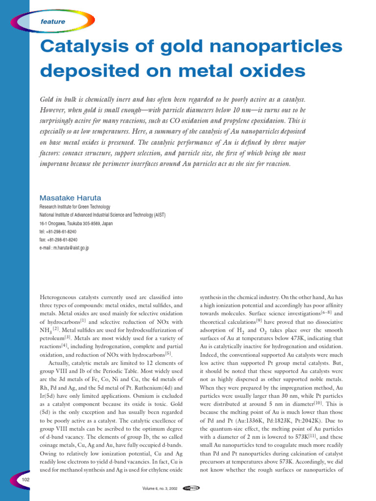 Catalysis of Gold Nanoparticles | PDF | Catalysis | Titanium Dioxide