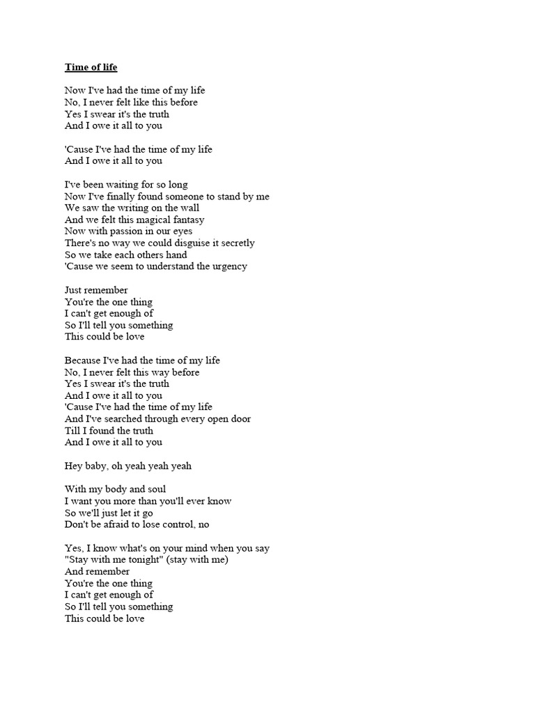 Time of My Life | PDF