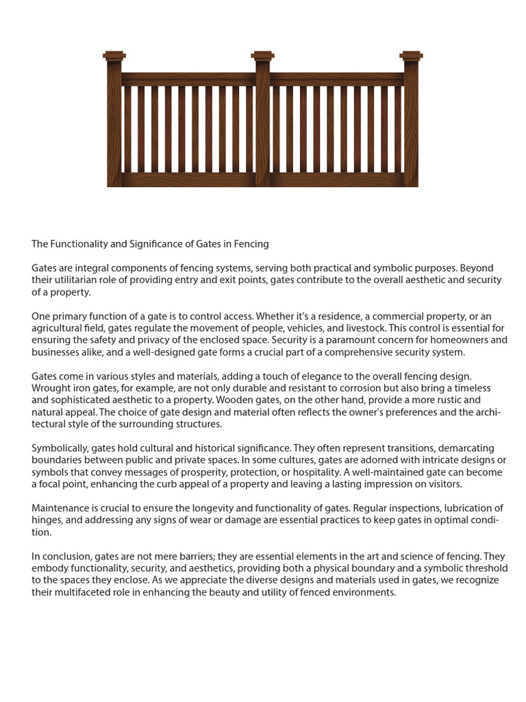 The Functionality and Significance of Gates in Fencing | PDF