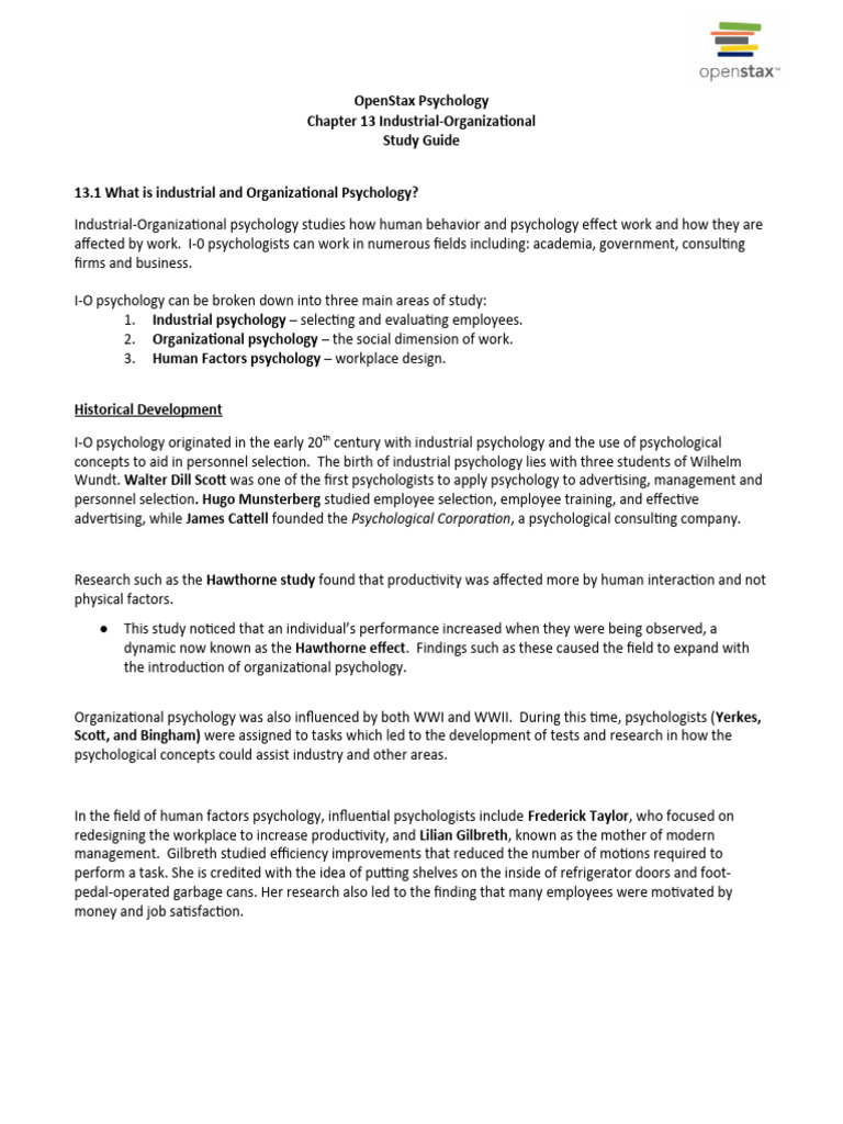 Industrial-Organizational Psychology Guide | PDF | Industrial And ...