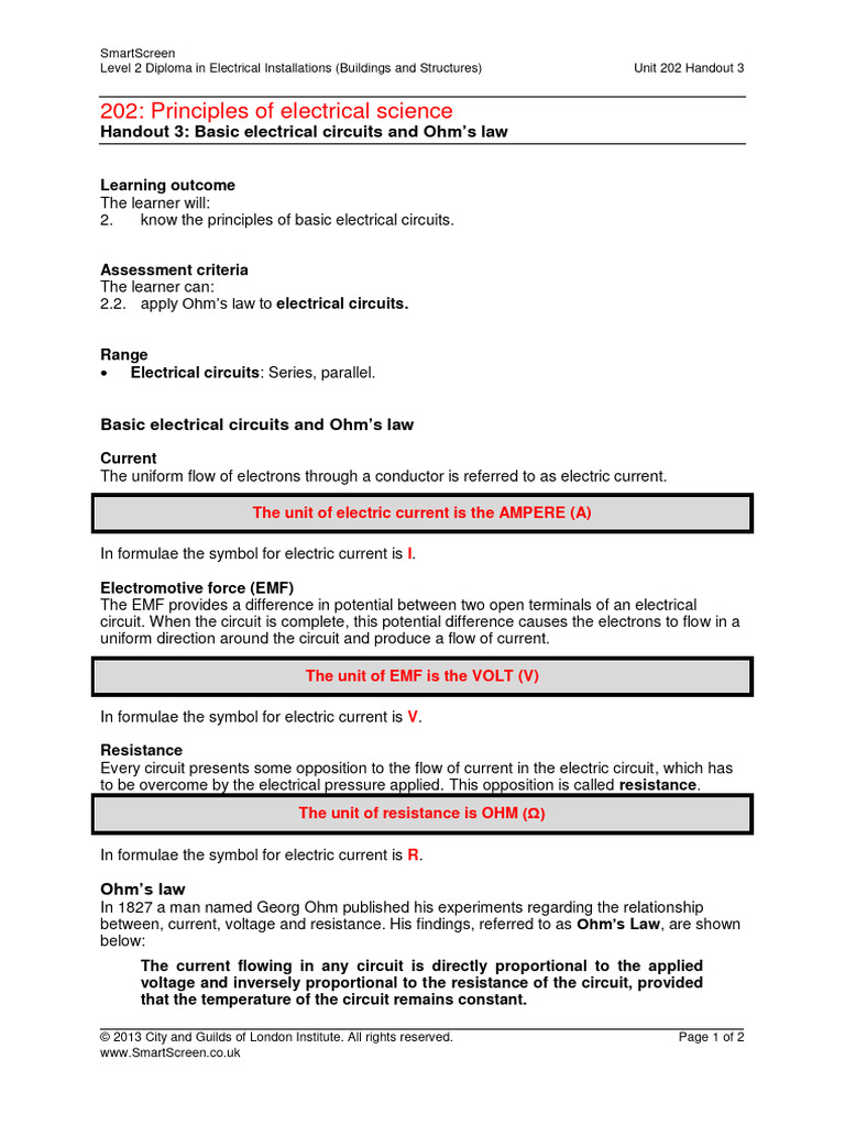 2365 02 l2 202 Handout 3 | PDF | Electrical Resistance And Conductance | Volt