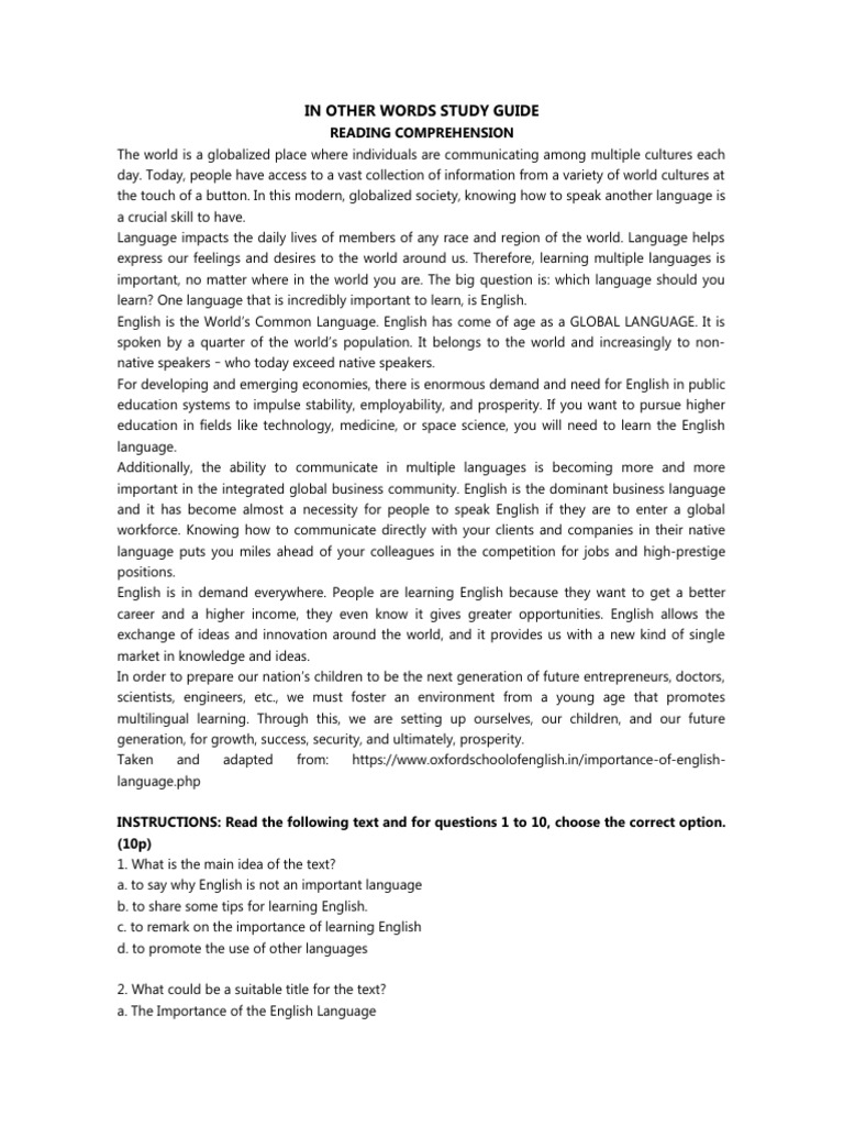 In Other Words Study Guide | PDF | English Language | Multilingualism