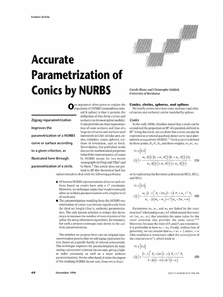 Accurate Parametrization of Conics by NURBS | PDF | Curve | Equations