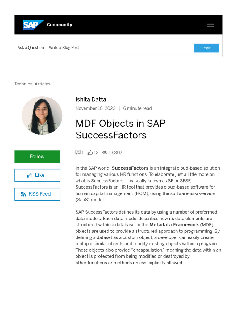 MDF Objects in SAP SuccessFactors - SAP Blogs | PDF | Object (Computer Science) | Metadata