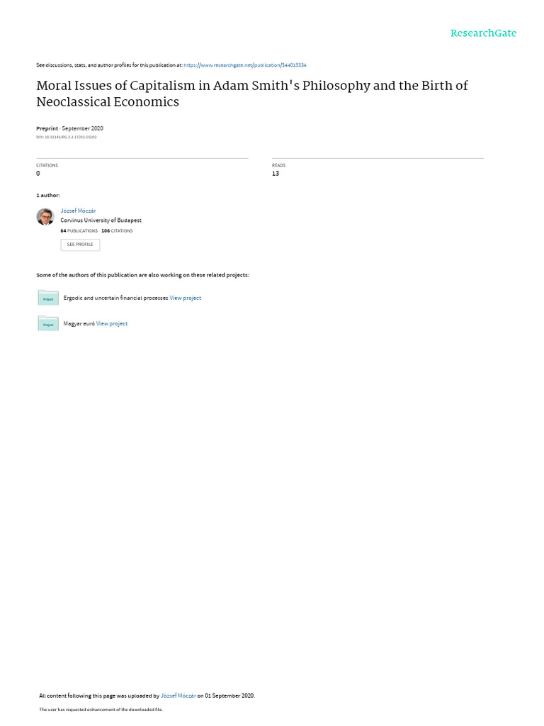 Moral Issuesof Capitalismin Adam Smith | PDF | Economics | Value ...