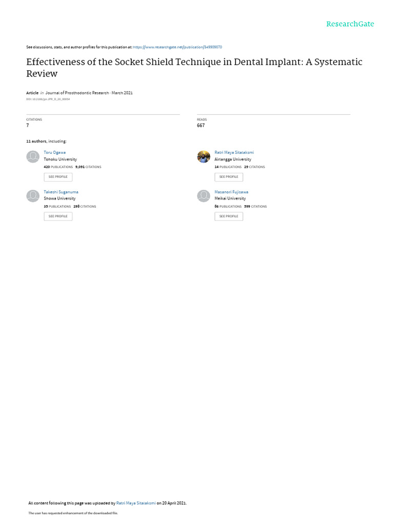 Socket Shield | PDF | Dental Implant | Systematic Review