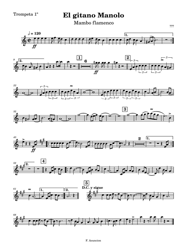 Gitano Manolo - Trompeta 1 | PDF | Spanish Styles Of Music | Spanish ...