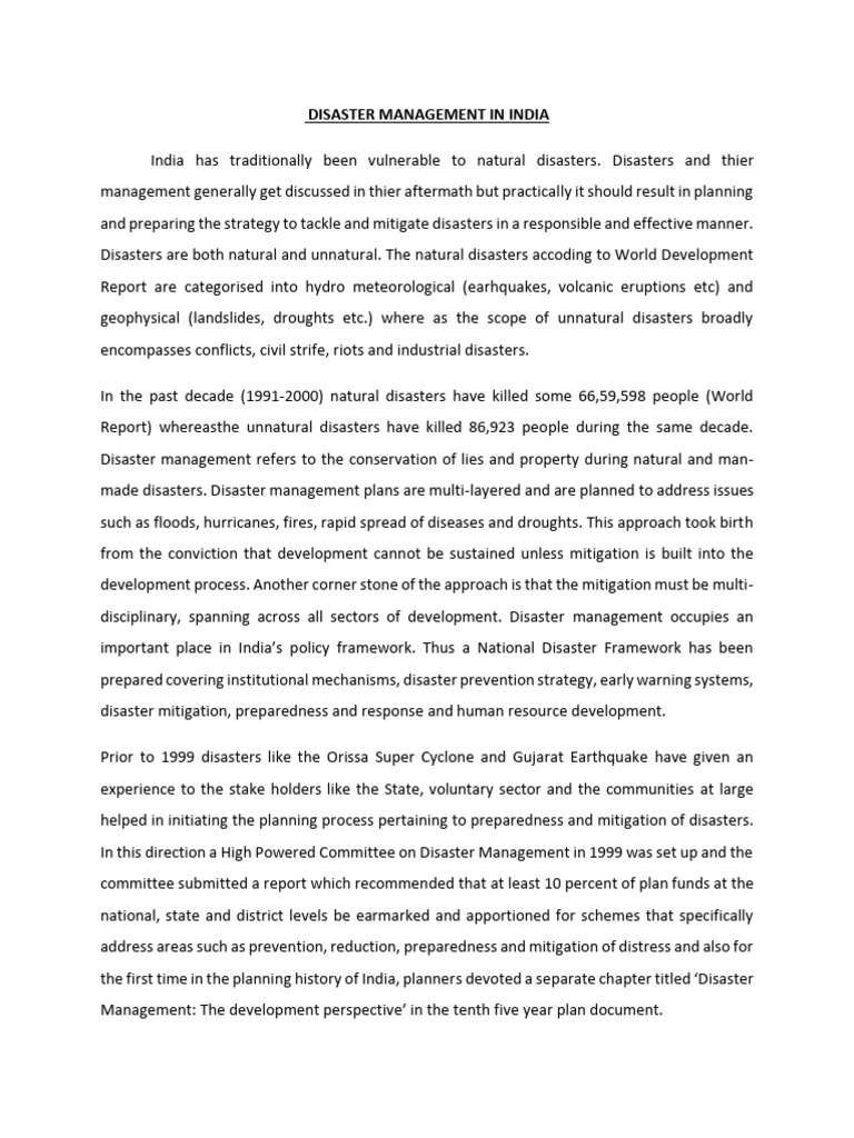 Disaster Management in India | PDF | Emergency Management | Risk Management