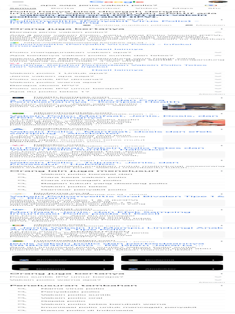 Jenis Vaksin Polio: OPV dan IPV | PDF