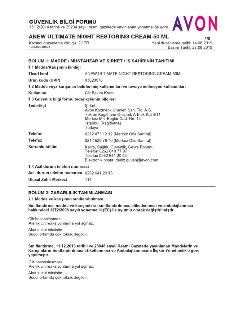 Avon ANEW ULTIMATE NIGHT RESTORING CREAM-50 ML | PDF