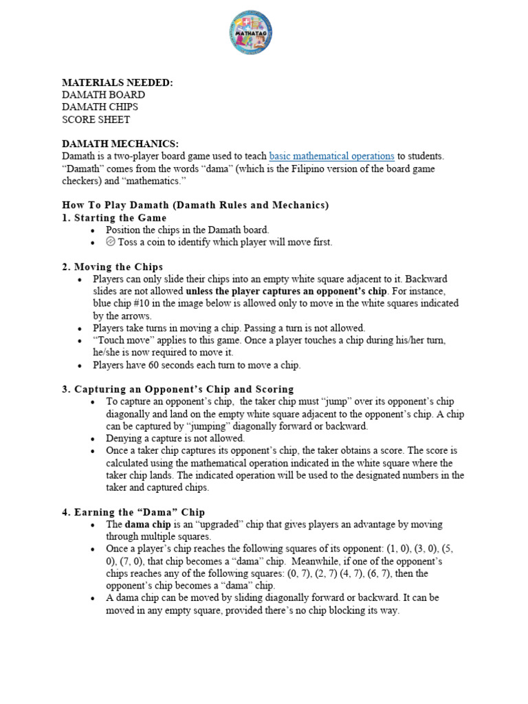 Damath Mechanics | PDF | Abstract Strategy Games | Mathematics