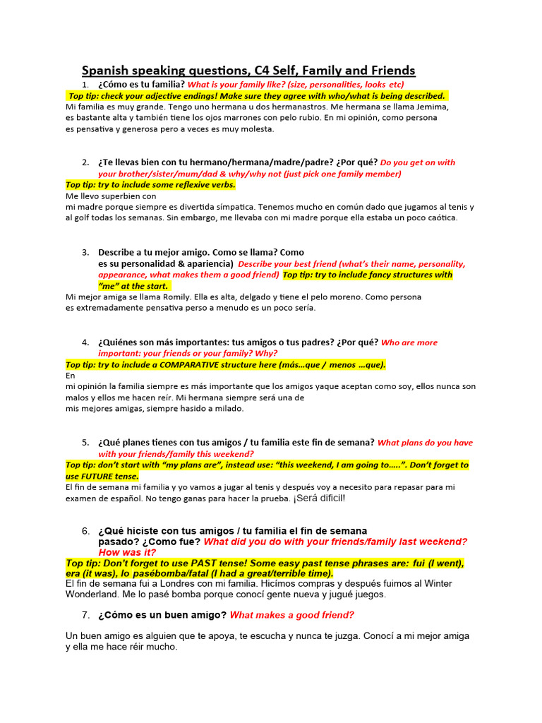 Spanish Speaking Questions C4 | PDF | Música grabada