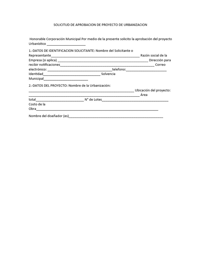 Solicitud de Aprobacion de Proyecto de Urbanizacion | PDF | Aguas ... Solicitud de Aprobacion de Proyecto de Urbanizacion | PDF | Aguas ...