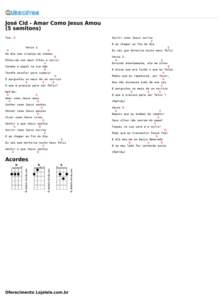 José Cid - Amar Como Jesus Amou (Uke Cifras) | PDF
